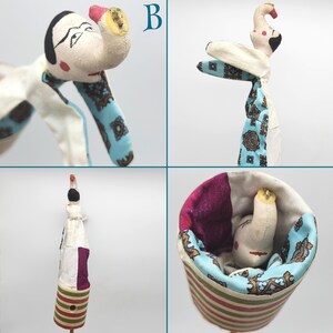 Vintage Stick Puppet Cloth Cardboard Tube Weird Push up Figure Old ...