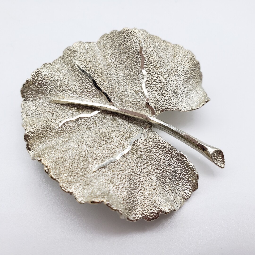 Vintage Leaf Brooch BSK Silver Tone Signed Pin Costume Jewelry - Etsy