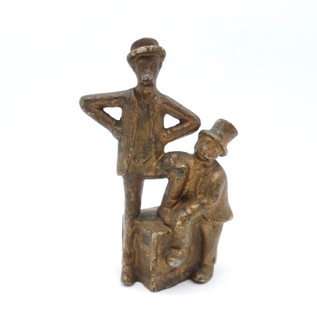 Vintage Mutt and Jeff Cast Metal or Lead 5" Figure Sculpture Bronze ...