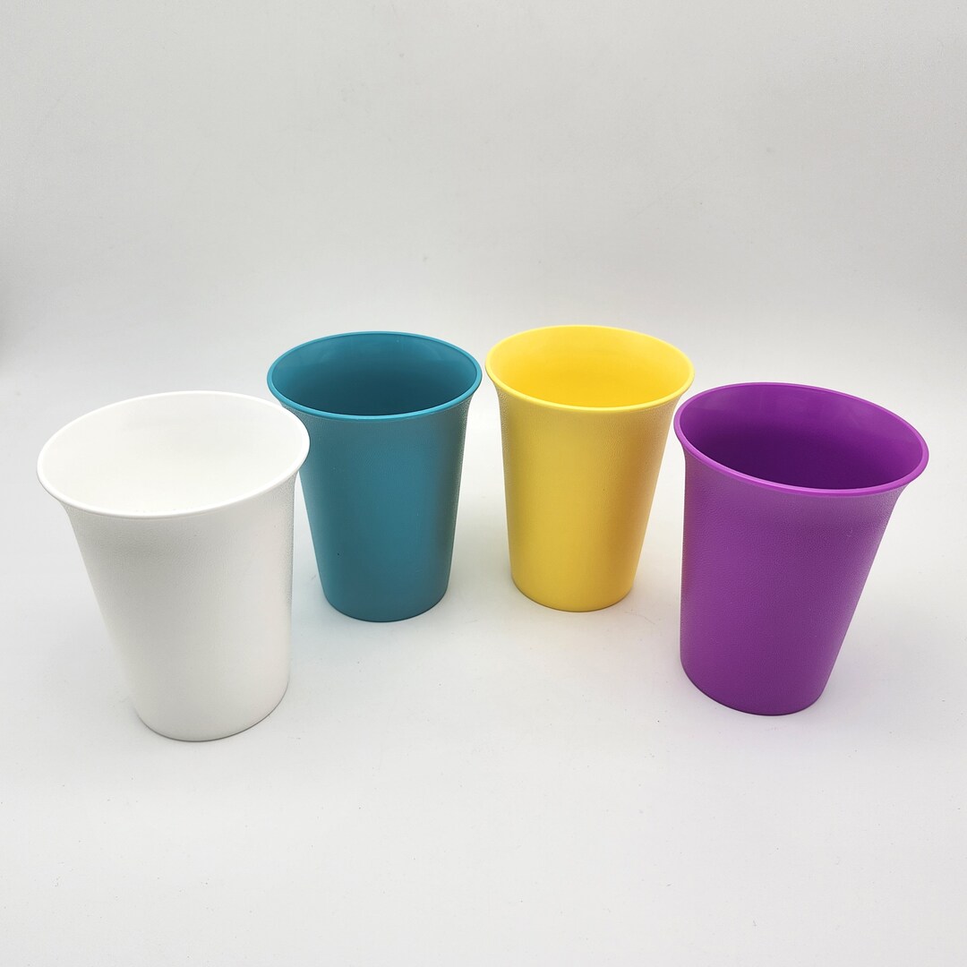 4 Vintage Tupperware Tumbler Cups 109 Bright Colors Teal Yellow Magenta ...