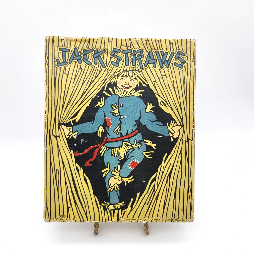 Vintage Jack Straws Game Box Scarecrow Cover Art Fall Halloween Decor ...