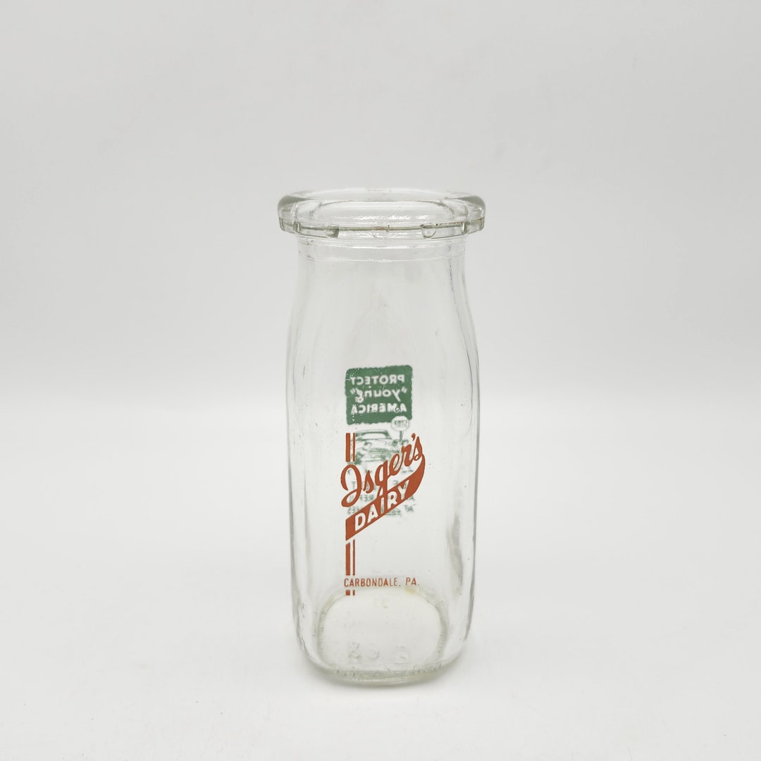 Vintage Isger's Dairy Milk Bottle Half Pint Carbondale PA Orange Green ...