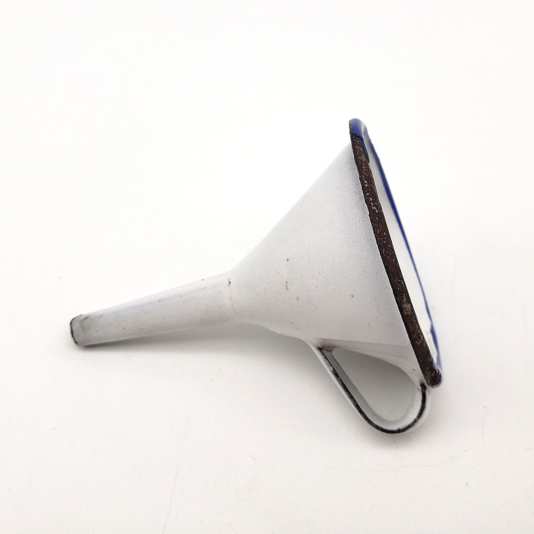 Vintage Enamelware Funnel 2 1/2" Miniature Dollhouse Sized Blue White ...