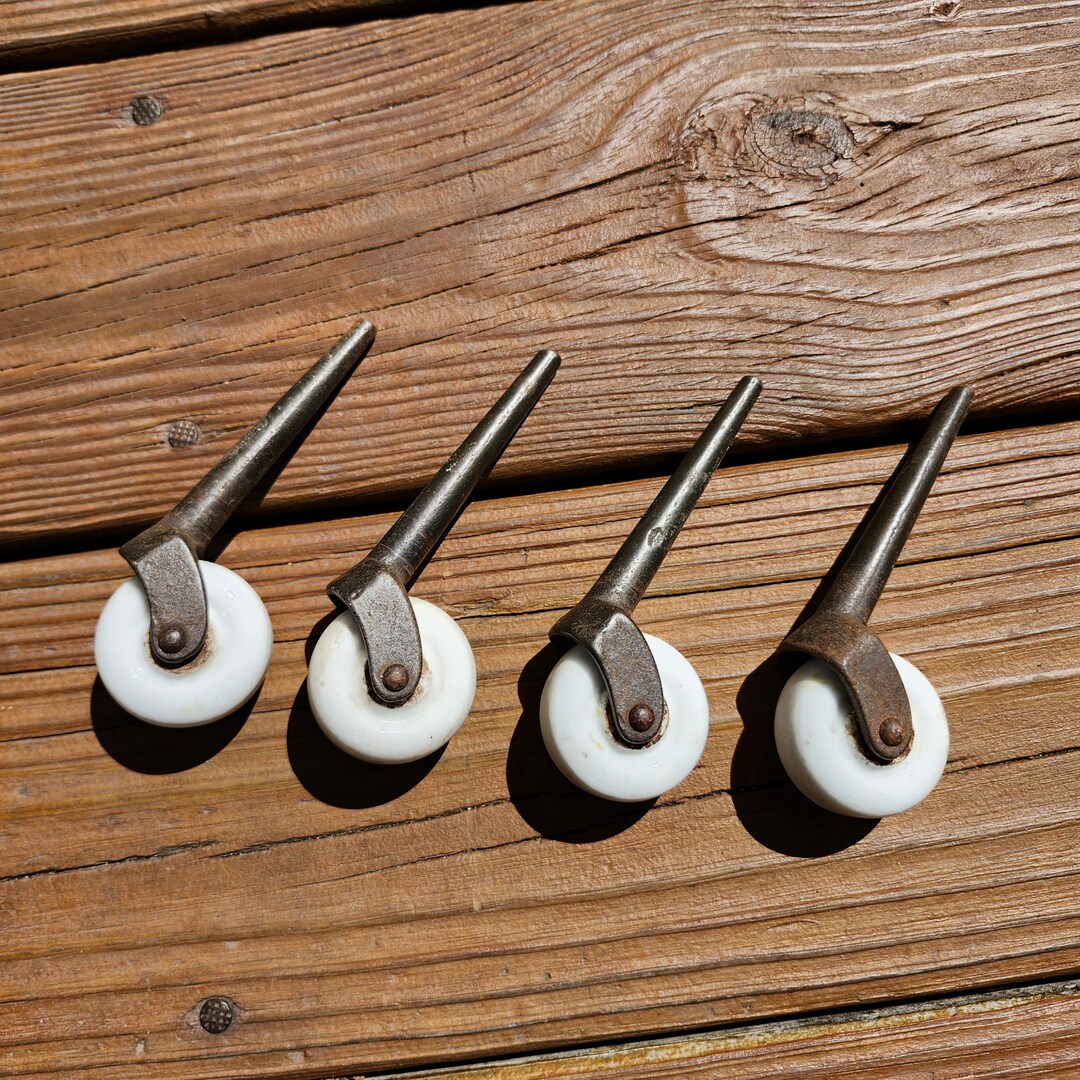 Vintage Porcelain Metal Caster Wheels Set of 4 Salvaged Hardware Supply ...