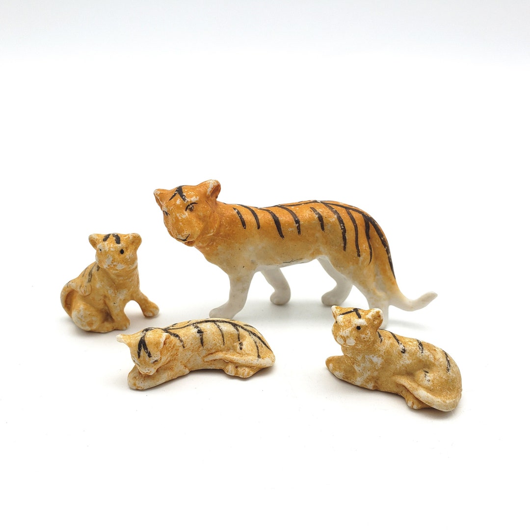 Vintage Tiger and Cubs Germany Painted Miniatures Zoo Safari Animal ...