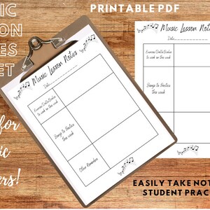 Template for Music Lessons, Music Lesson Notes Page, Template for Piano ...