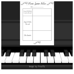 Template for Music Lessons, Music Lesson Notes Page, Template for Piano ...