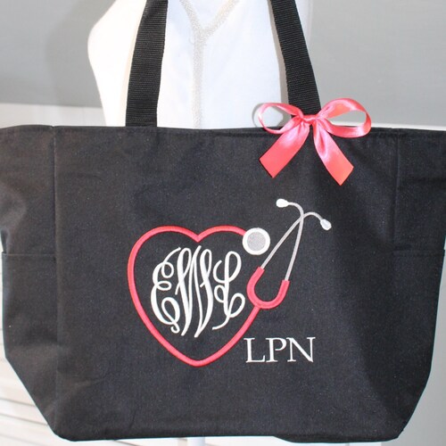 Nurse Monogrammed Zip Tote Tote Bag With Nurse Monogram - Etsy