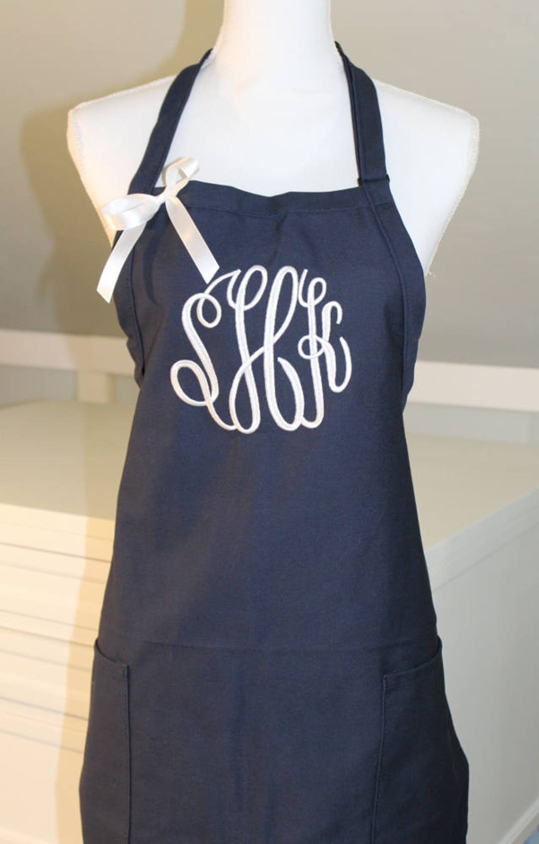 Monogrammed Apron With Bow - Apron With Monogram - Personalized Apron ...