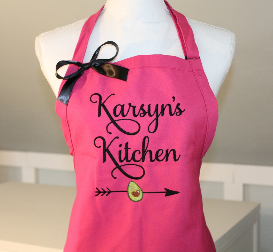 Personalized Kitchen Apron With Avocado on Arrow - Personalized Apron ...
