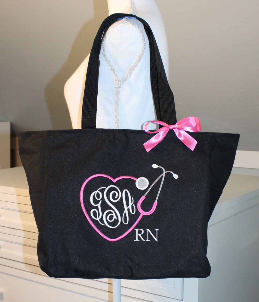 Nurse Monogrammed Zip Tote Tote Bag With Nurse Monogram - Etsy