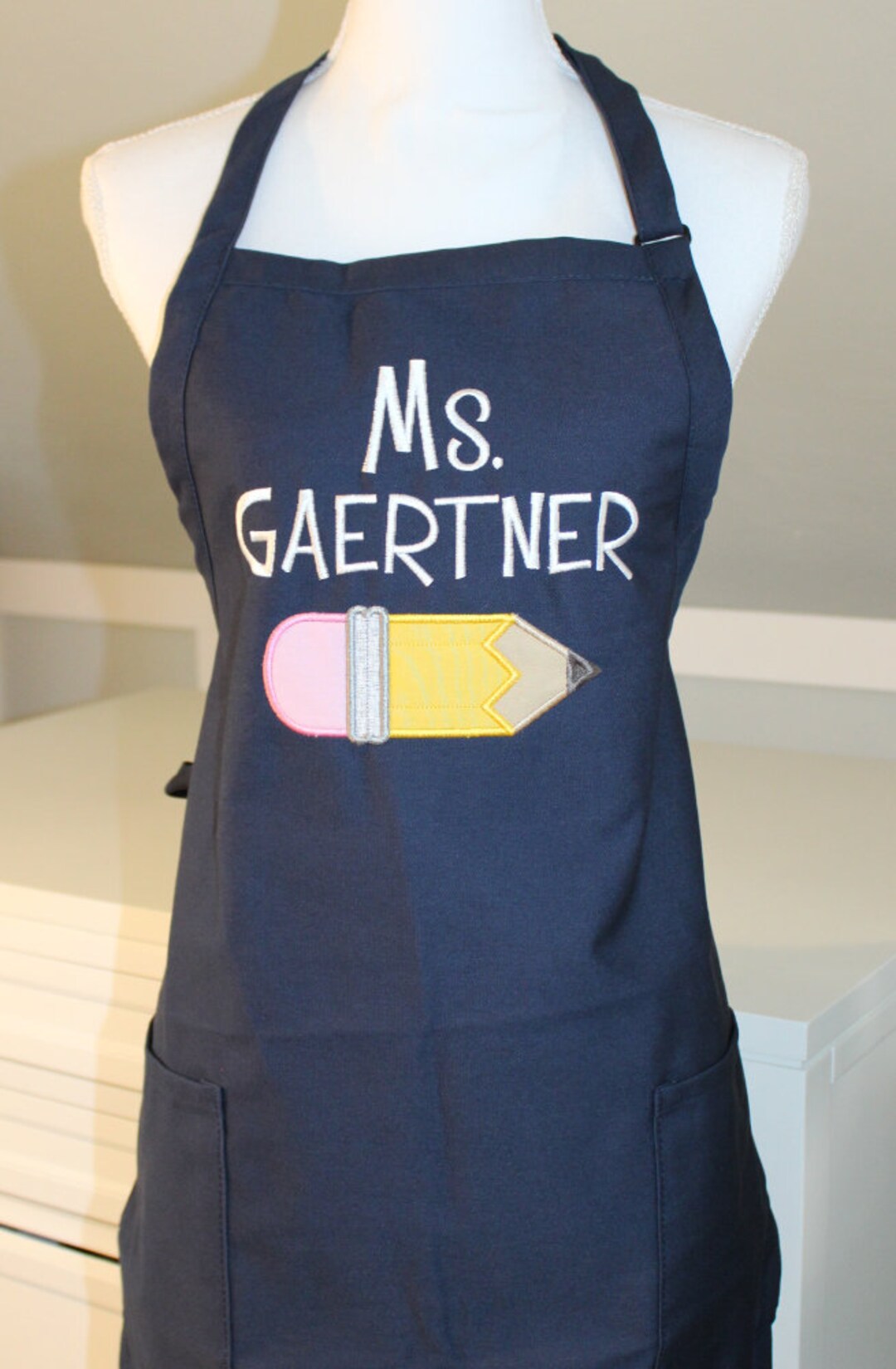 Teacher Apron With Appliqued Pencil - Perfect Teacher Gift - Apron for ...