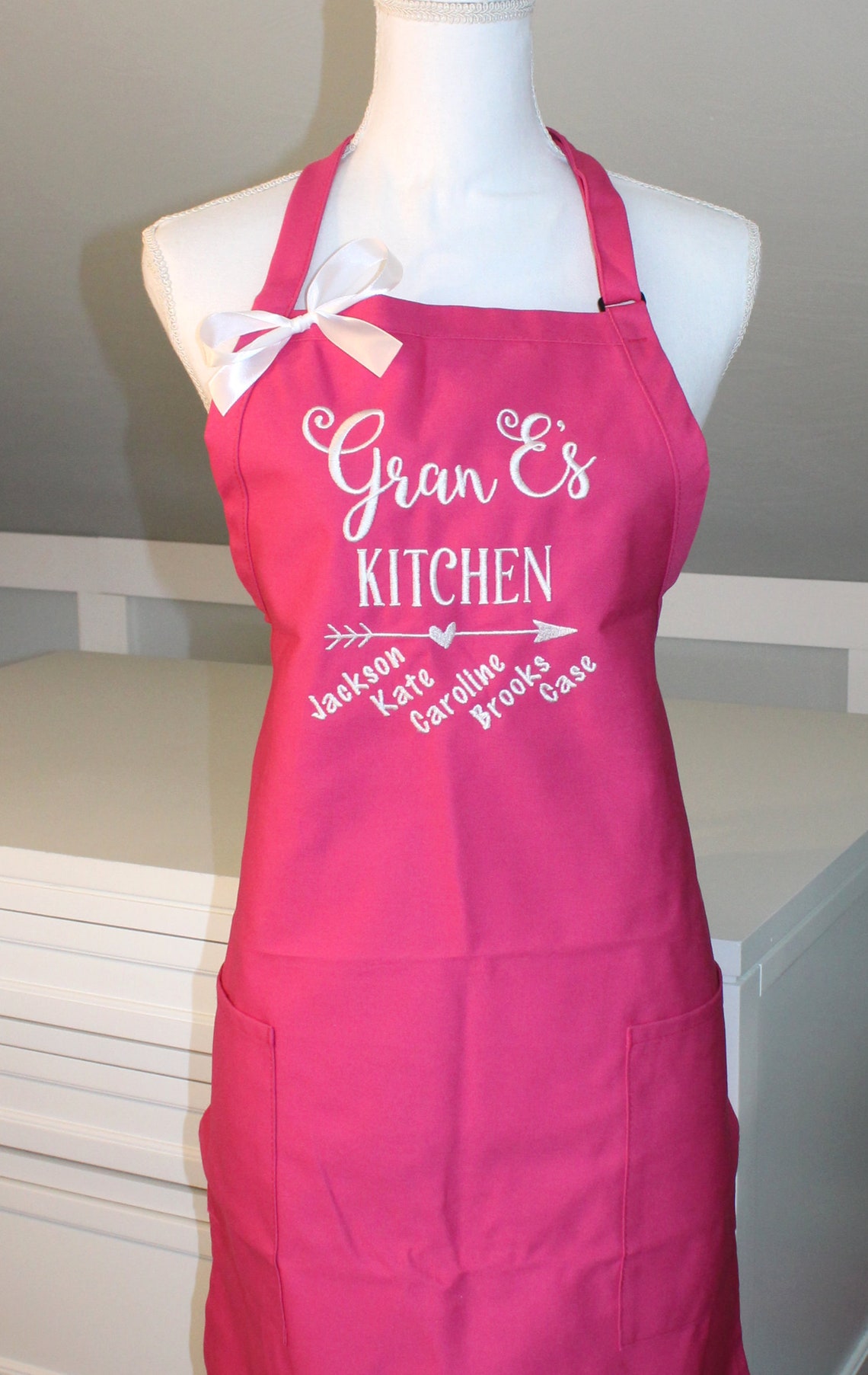 Grandma's Kitchen Apron With Grandkids Names Below - Grandmother Gift ...