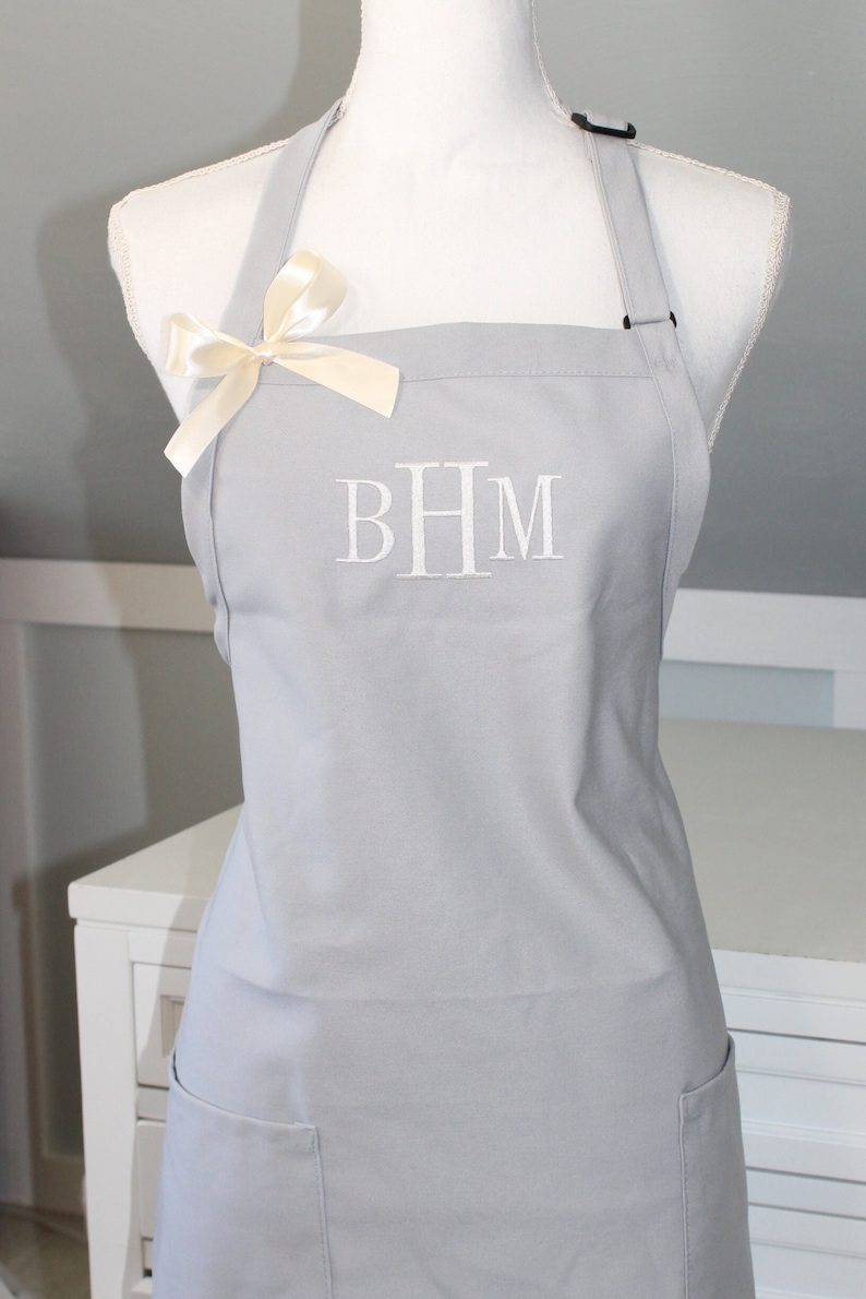 Monogrammed Apron With Serif Block Font With Bow Apron With - Etsy