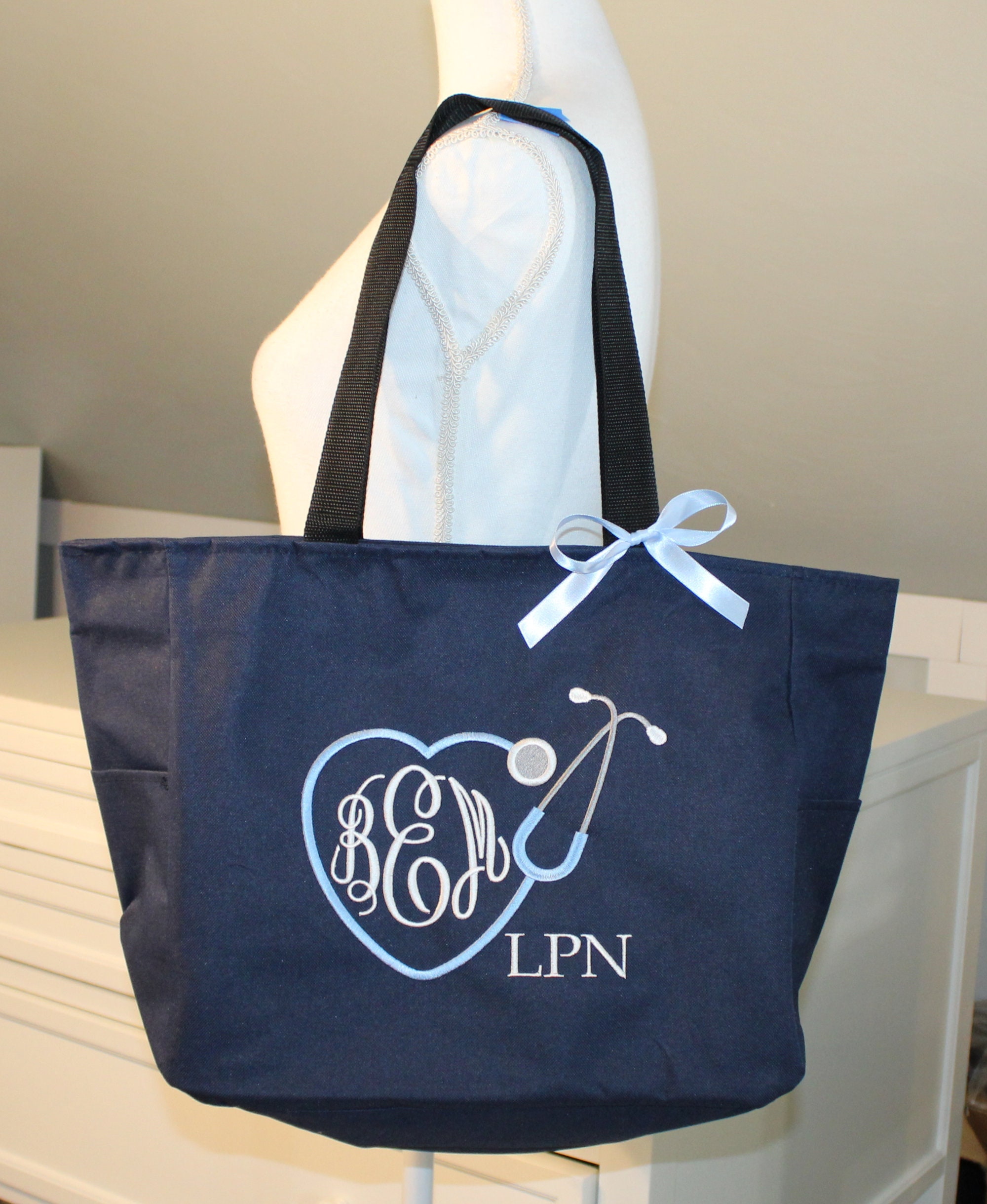 Nurse Monogrammed Zip Tote Tote Bag With Nurse Monogram - Etsy