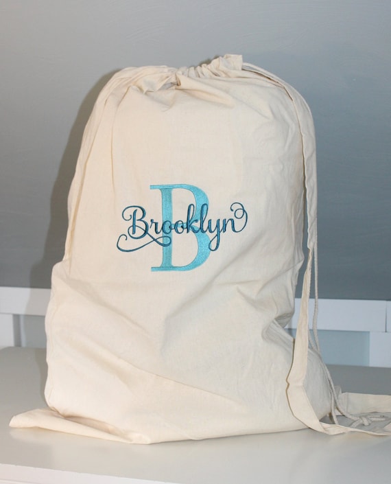 Monogrammed Laundry Bag With Letter and Name Laundry Bag | Etsy