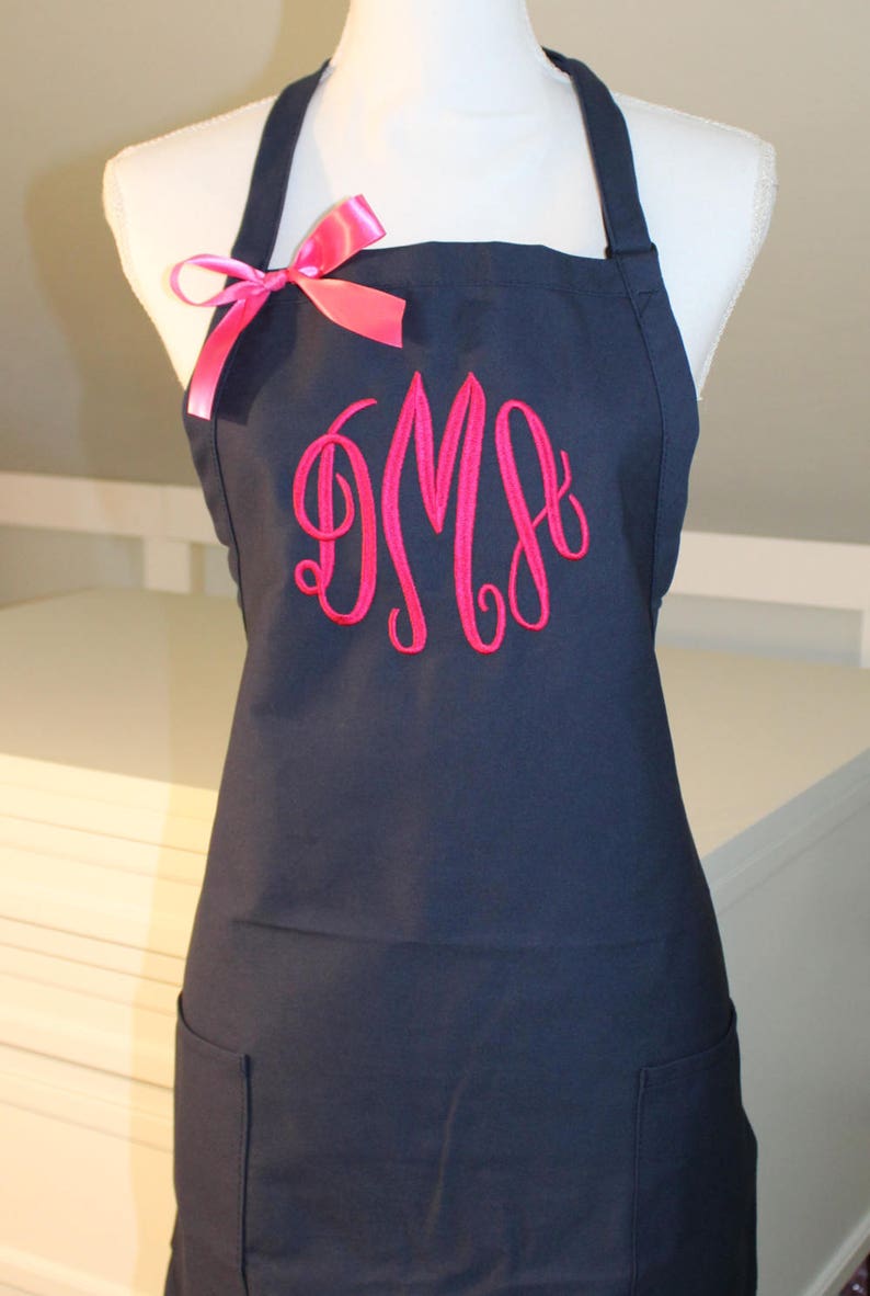 Monogrammed Apron With Bow Apron With Monogram - Etsy