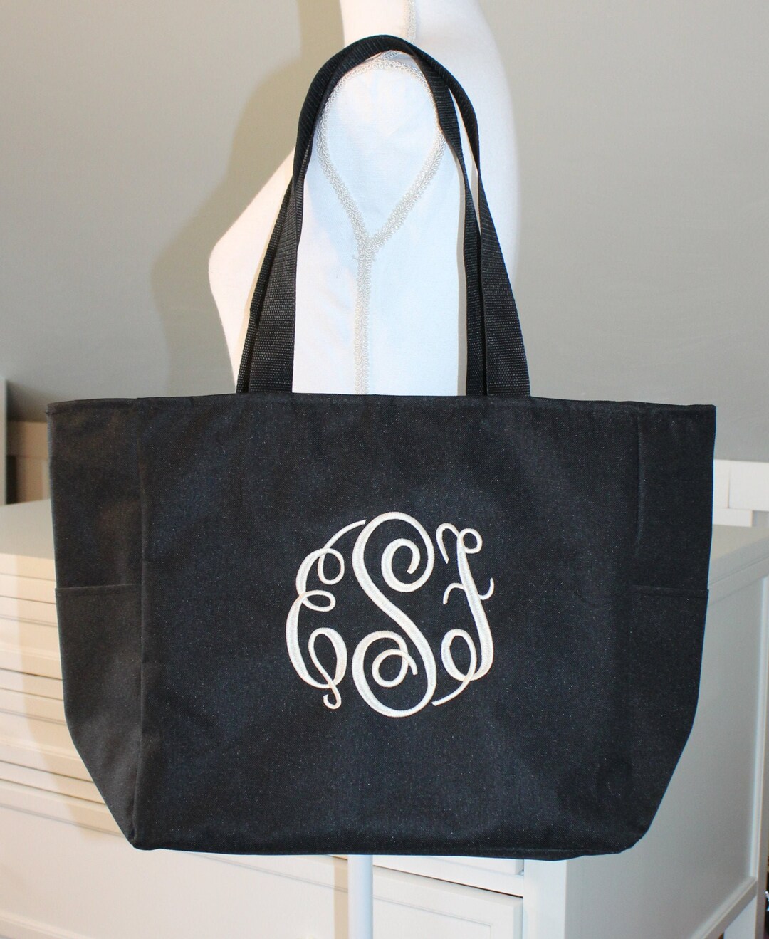 Monogrammed Tote Bag Tote Bag With 3 Letter Monogram Personalized Tote ...