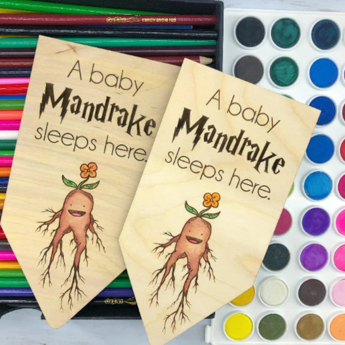 Hand Painted Baby Mandrake Sign Nursery Decor Tiny Crib | Etsy
