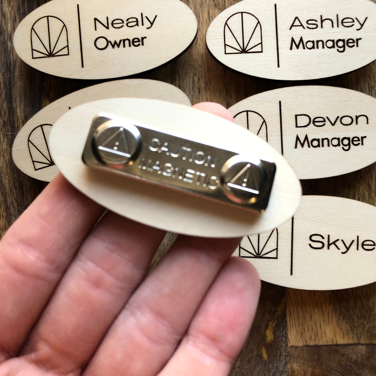 Engraved Wooden Name Tags for Work Custom Name Tag Magnetic - Etsy