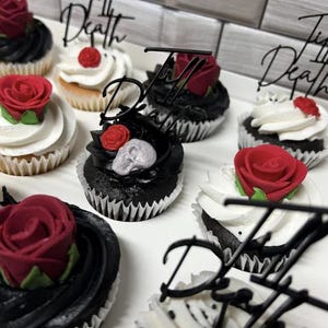 Til Death Cupcake Toppers, Black Engraved Acrylic Til Death Do Us Part ...