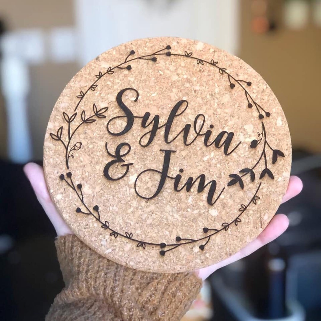 Handmade Kitchen Trivet, Personalized Hot Pad, Customizable Engagement ...
