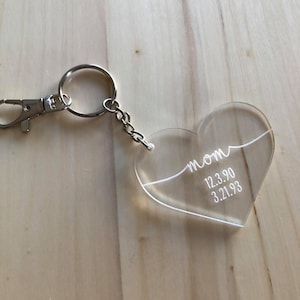 Custom Engraved Keychain With Dates | Mother's Day Gift | Gift for ANY ...