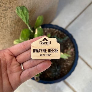 Engraved Maple Realtor Name Tag: House Shaped Magnetic Badge - Etsy