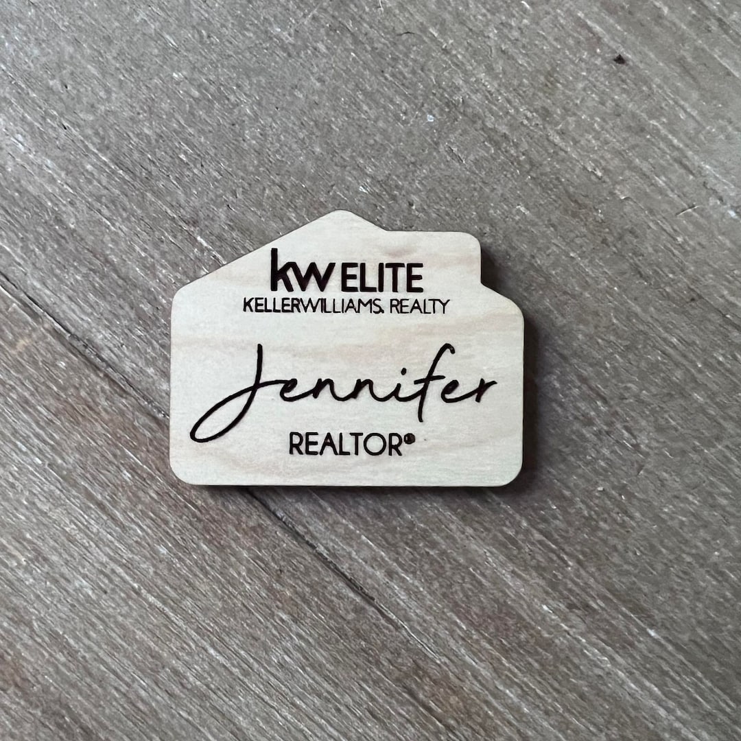Engraved Maple Realtor Name Tag: House Shaped Magnetic Badge - Etsy