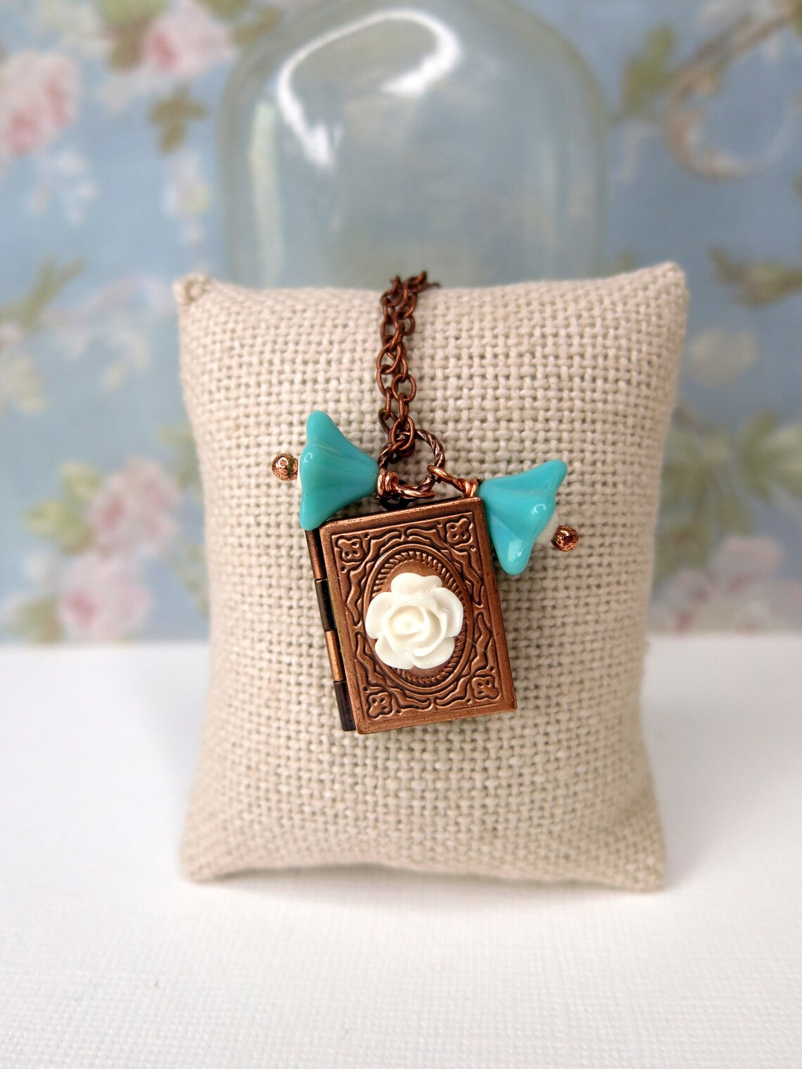 Little Locket Copper Pendant Necklace Book Locket Reading - Etsy
