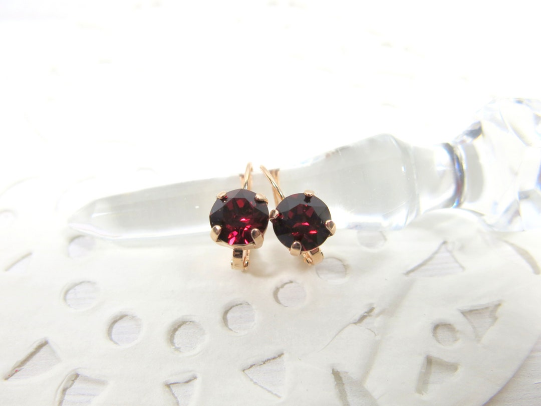 Siam Red vintage Swarovski Earrings Red Dangle Drop Earrings Holiday ...
