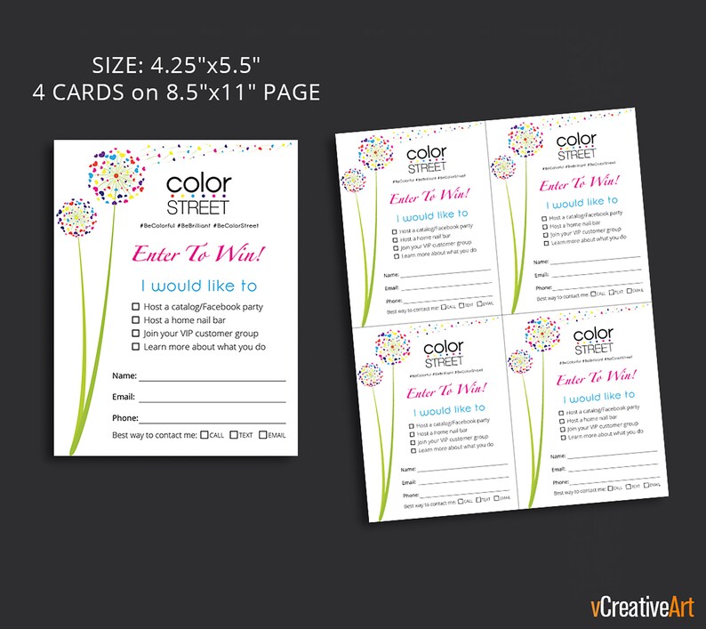 PRINTABLE Color Street Enter To Win Color Street Lead Sheets | Etsy