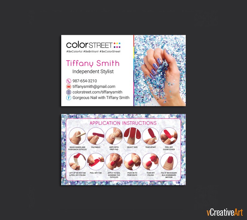 PRINTABLE Color Street Business Cards Color Street | Etsy