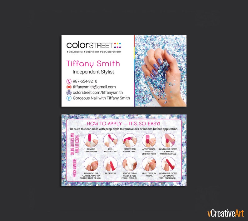 PRINTABLE Color Street Business Cards Color Street | Etsy