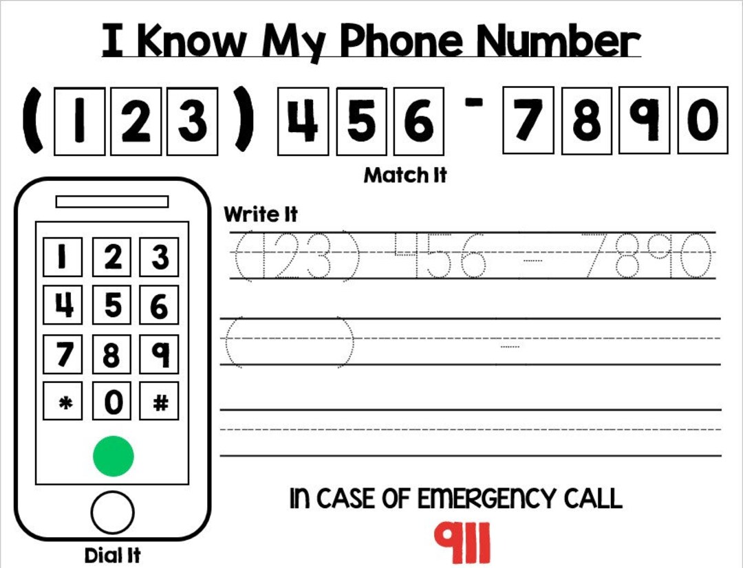 Custom Phone Number Practice Sheet - Etsy