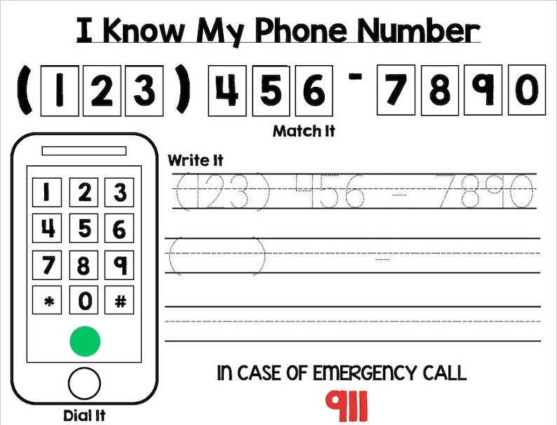 Custom Phone Number Practice Sheet - Etsy