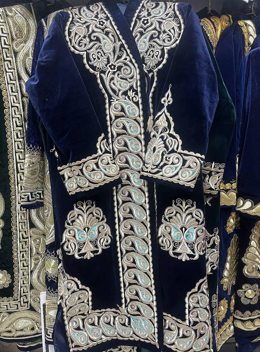 Golden Embroidered Chapan, Uzbek Robe, Uzbek Coat, Caftan, Jacket. - Etsy