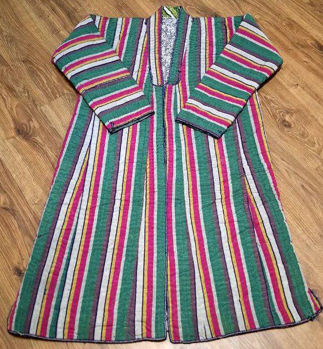 Uzbek Vintage Ikat Robe ,chapan.handwoven Ikat Adras Chapan From ...