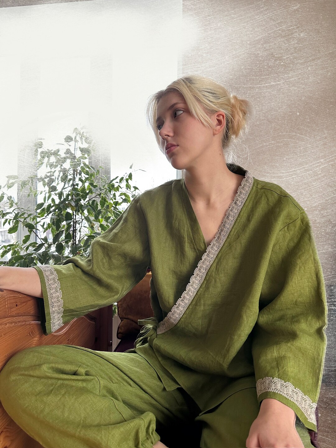 Linen Kimono Pajamas Set - Etsy