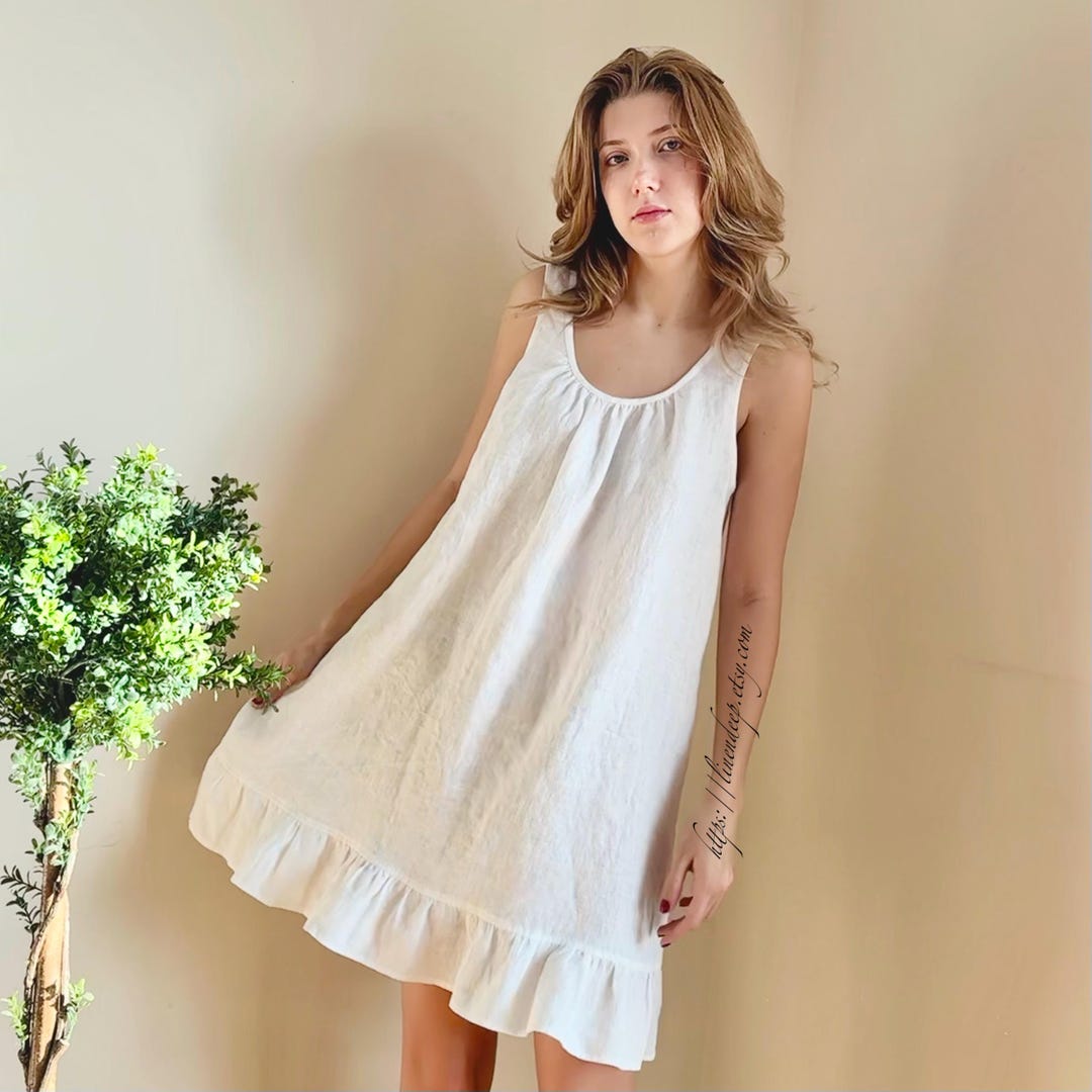 Linen Nightgown Softened Pure Linen - Etsy
