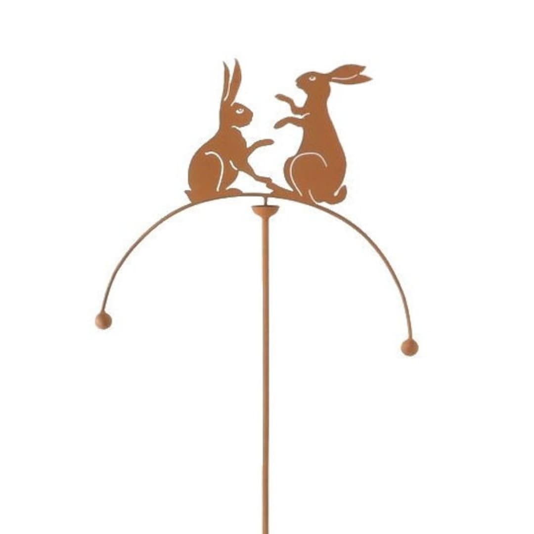 100 by 40 Cm Cast Iron Boxing Hares Garden Pick Balancer Hare Wind ...