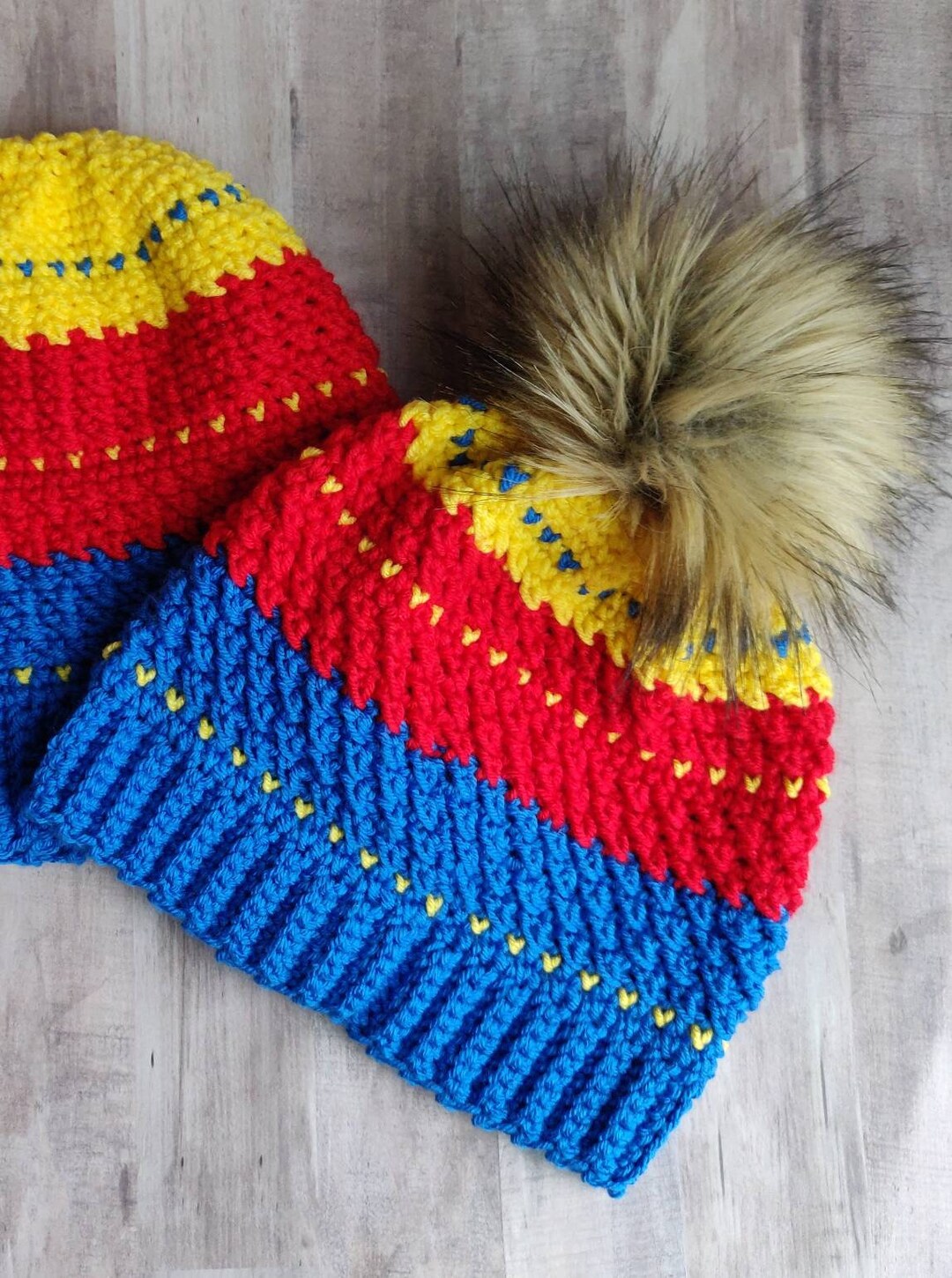 Tri-color Adult Beanie -southwest Inspired - Etsy