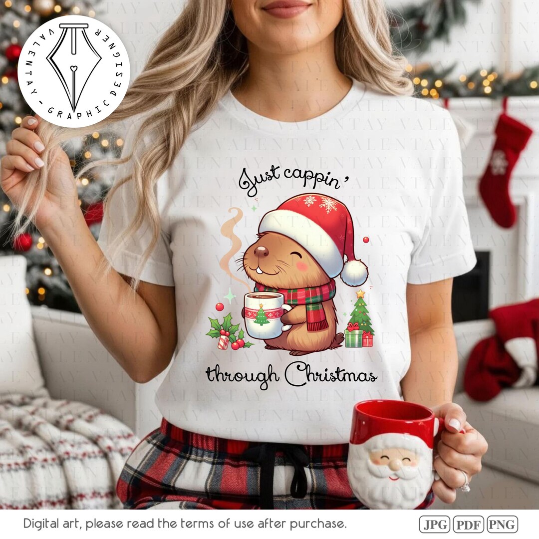 Cappy Christmas PNG Capybara Christmas Sweatshirt Clipart, Funny ...