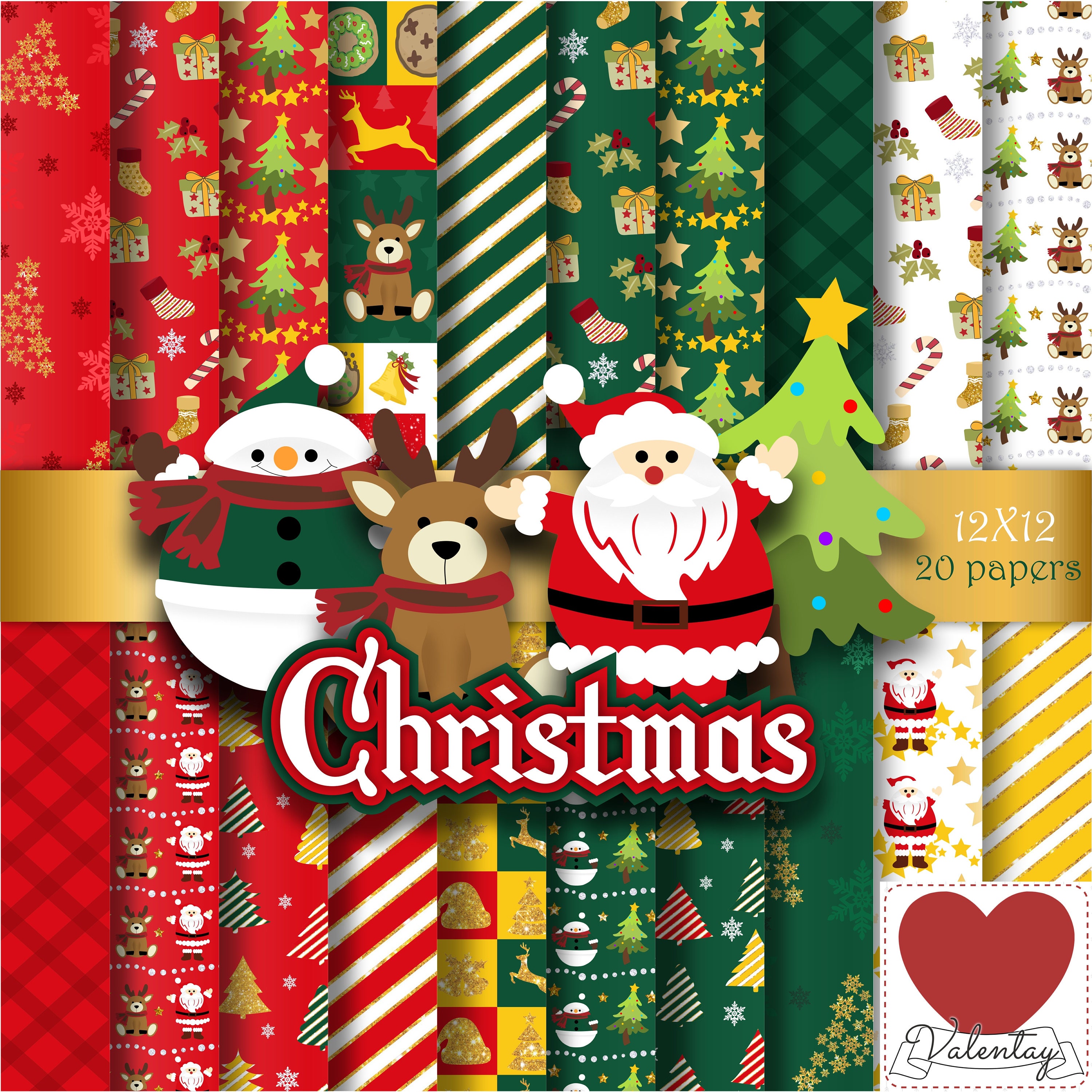 Christmas Santa Claus Digital Paper Kit Digital Natal - Etsy