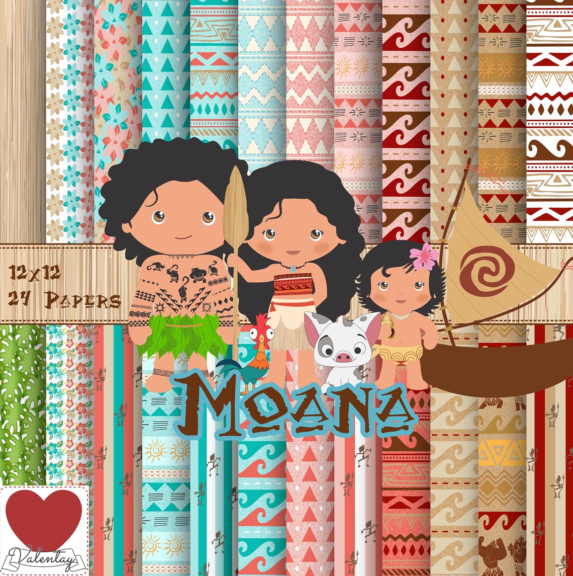Moana Digital Paper Moana Cute Clipart Moana Baby Clip Art | Etsy