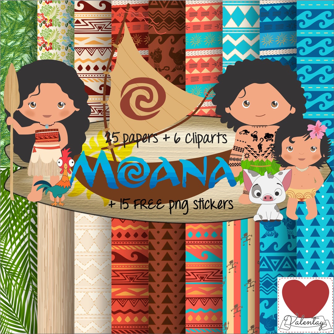 Moana Digital Paper Kit Digital Moana Cute Clipart Moana Baby Clip Art ...