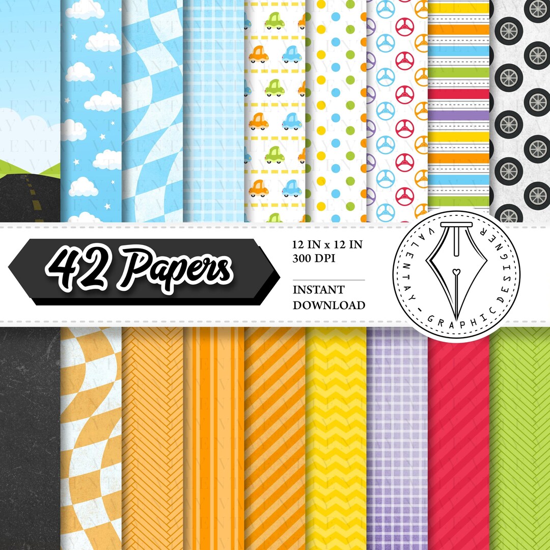 Baby Car Digital Paper - Etsy