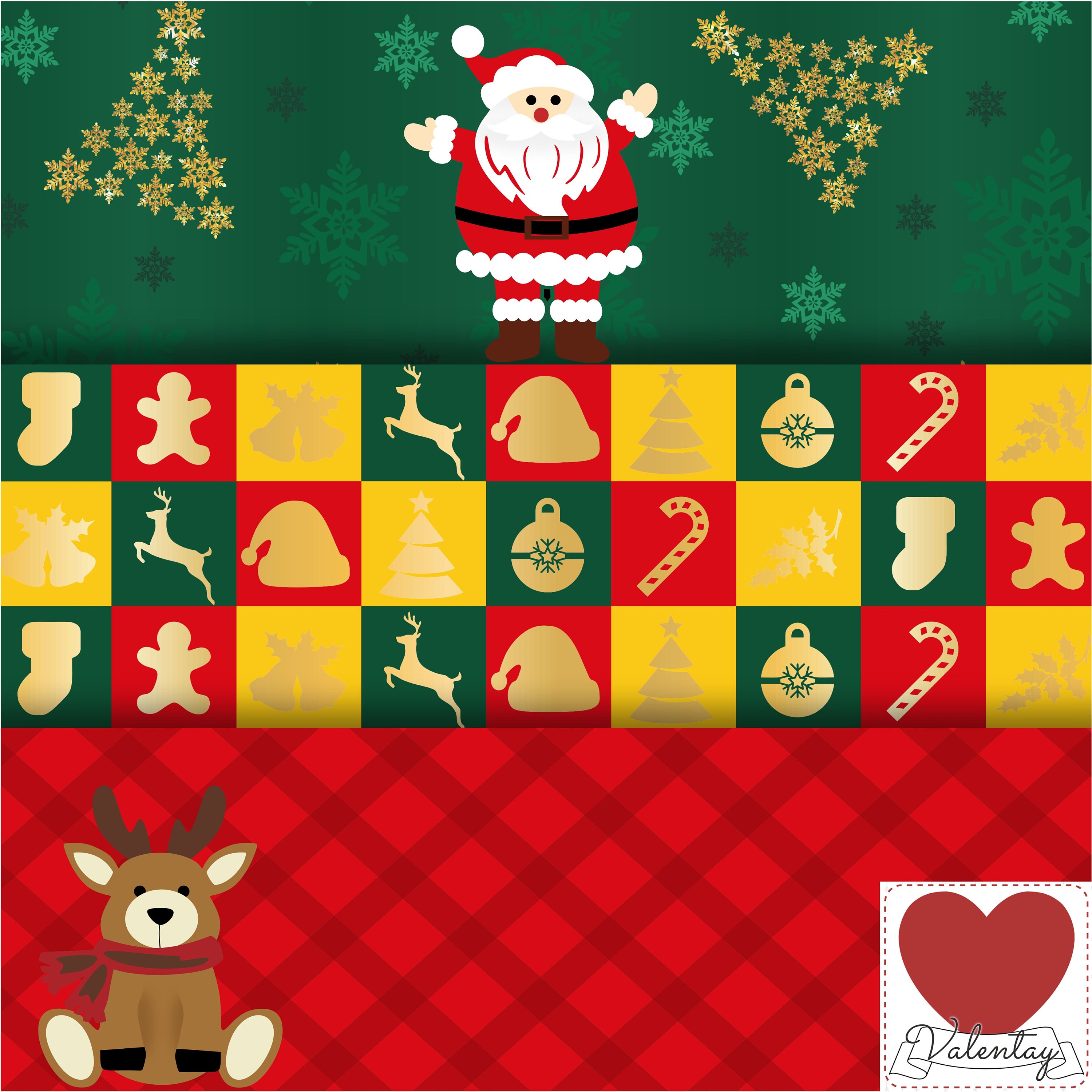 Christmas Santa Claus Digital Paper Kit Digital Natal - Etsy