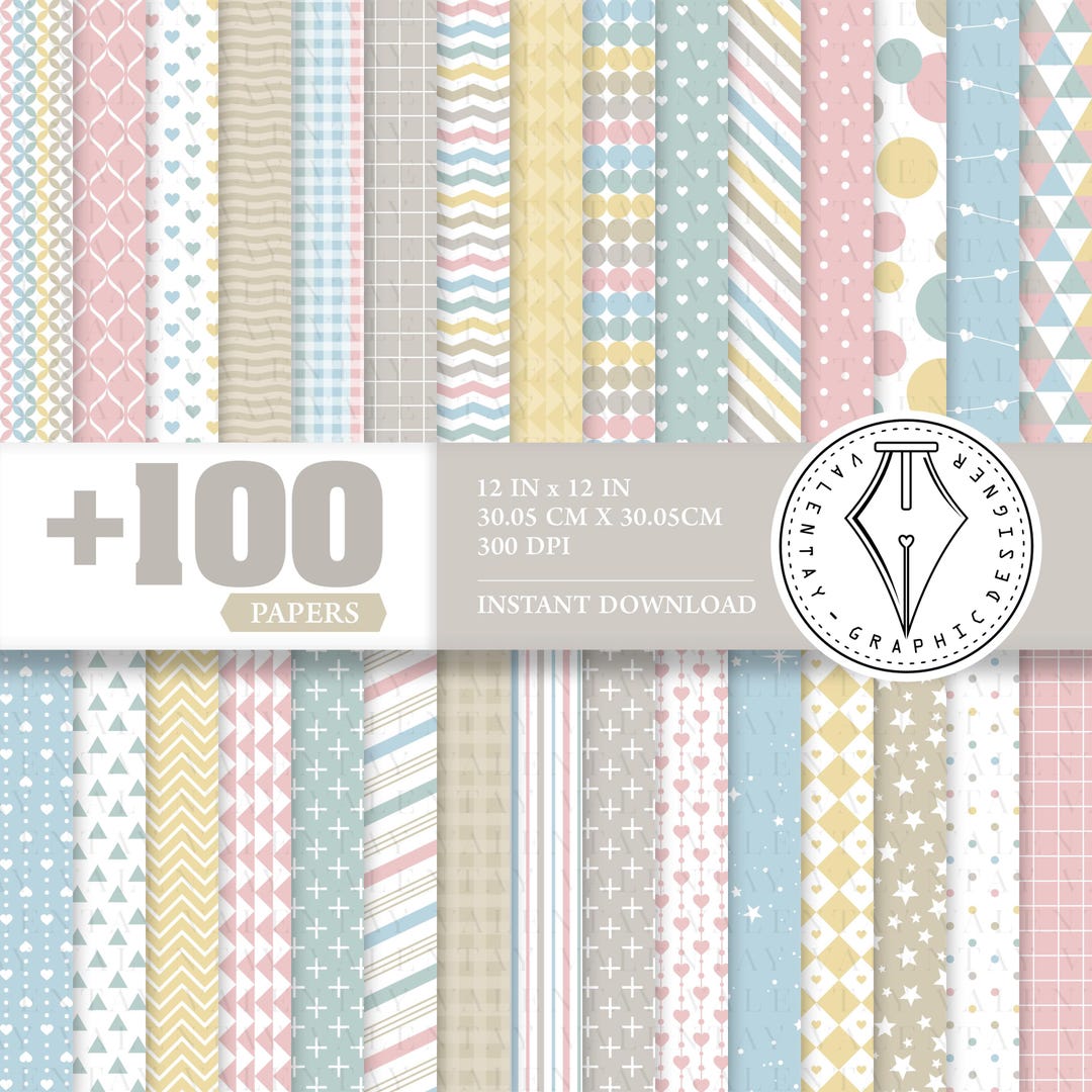 Baby Pastel Boho Digital Paper Pack - 100 Papers - Etsy