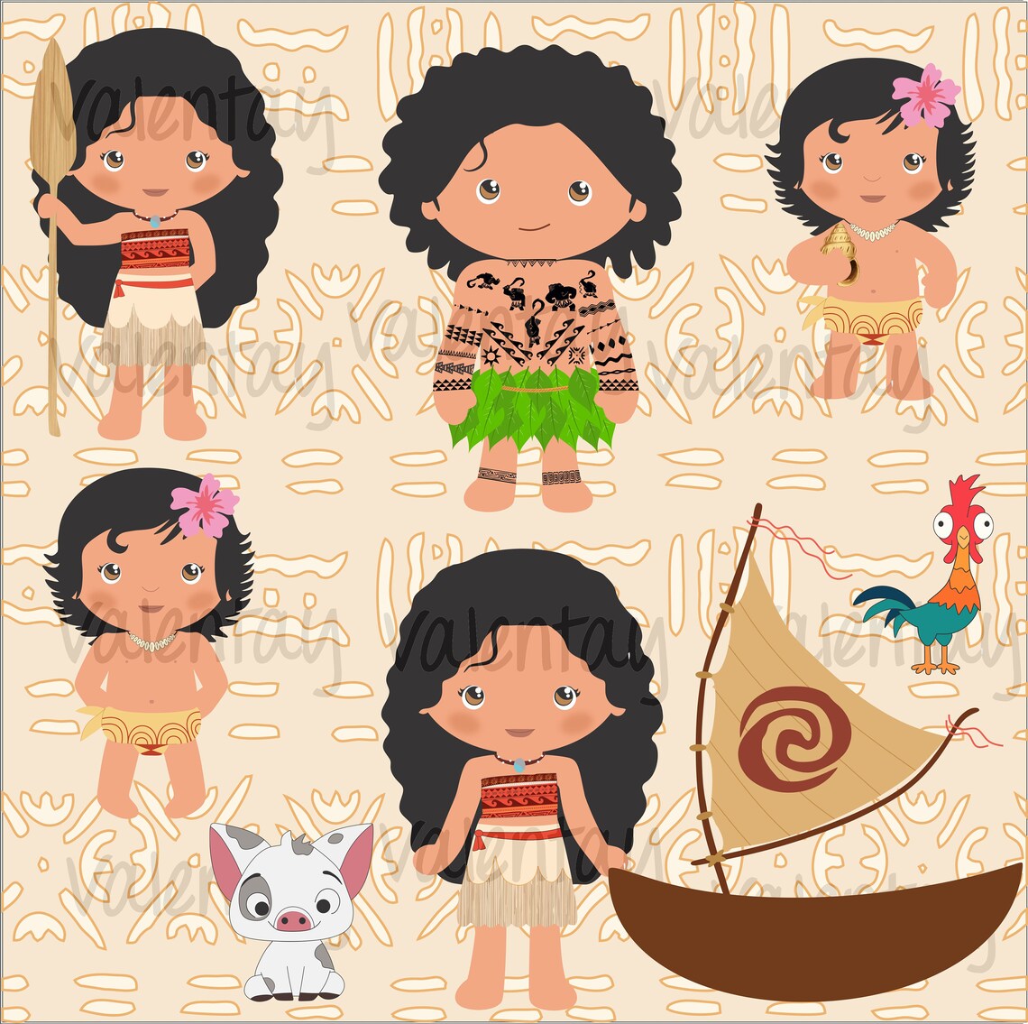 Moana Digital Paper Kit Digital Moana Cute Clipart Moana Baby Clip Art ...